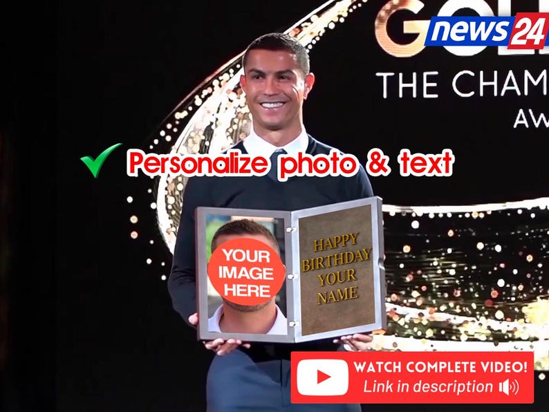 Cristiano Ronaldo Happy Birthday Card Video Greeting - Etsy
