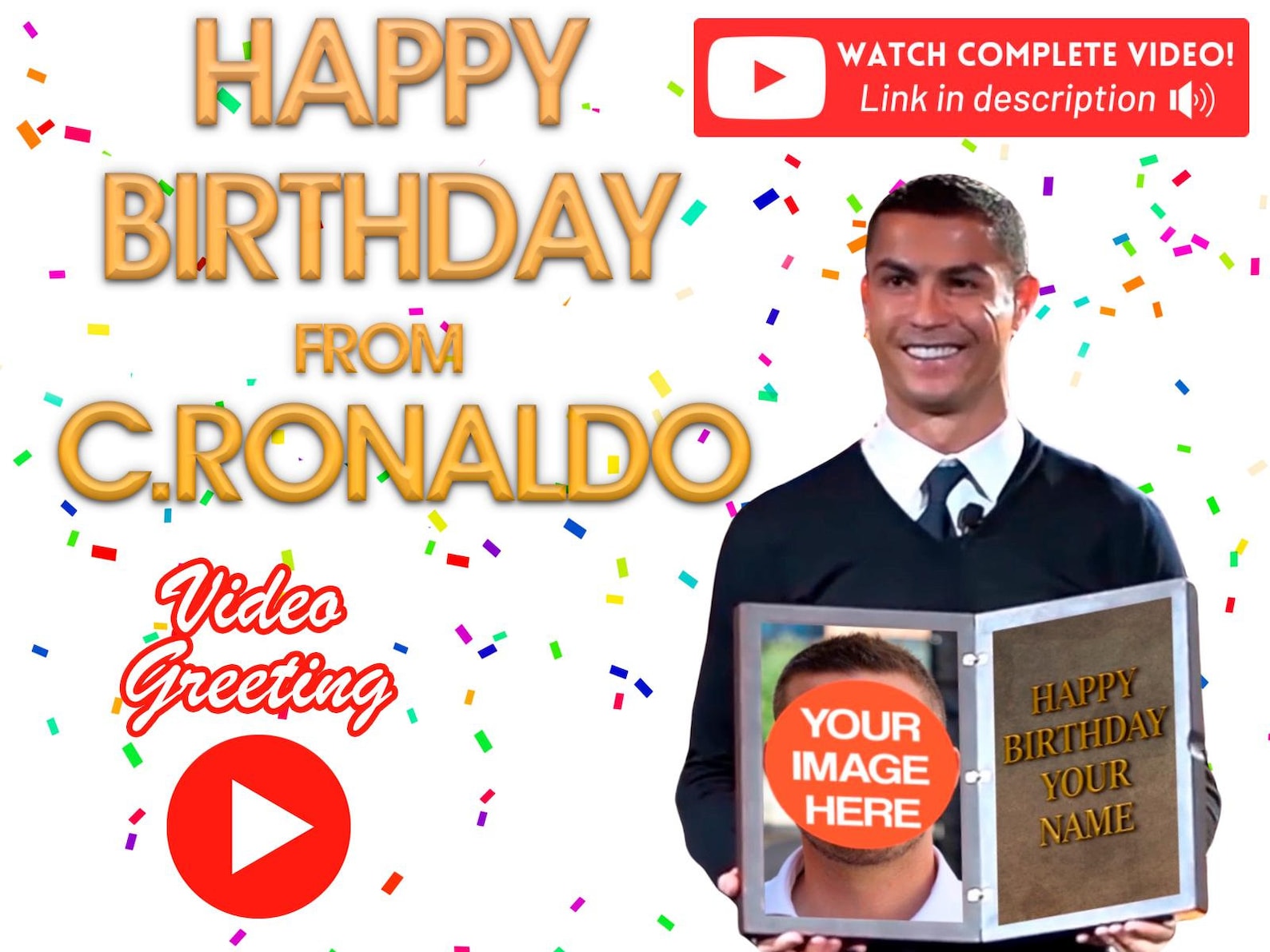 Cristiano Ronaldo Happy Birthday Card Video Greeting - Etsy