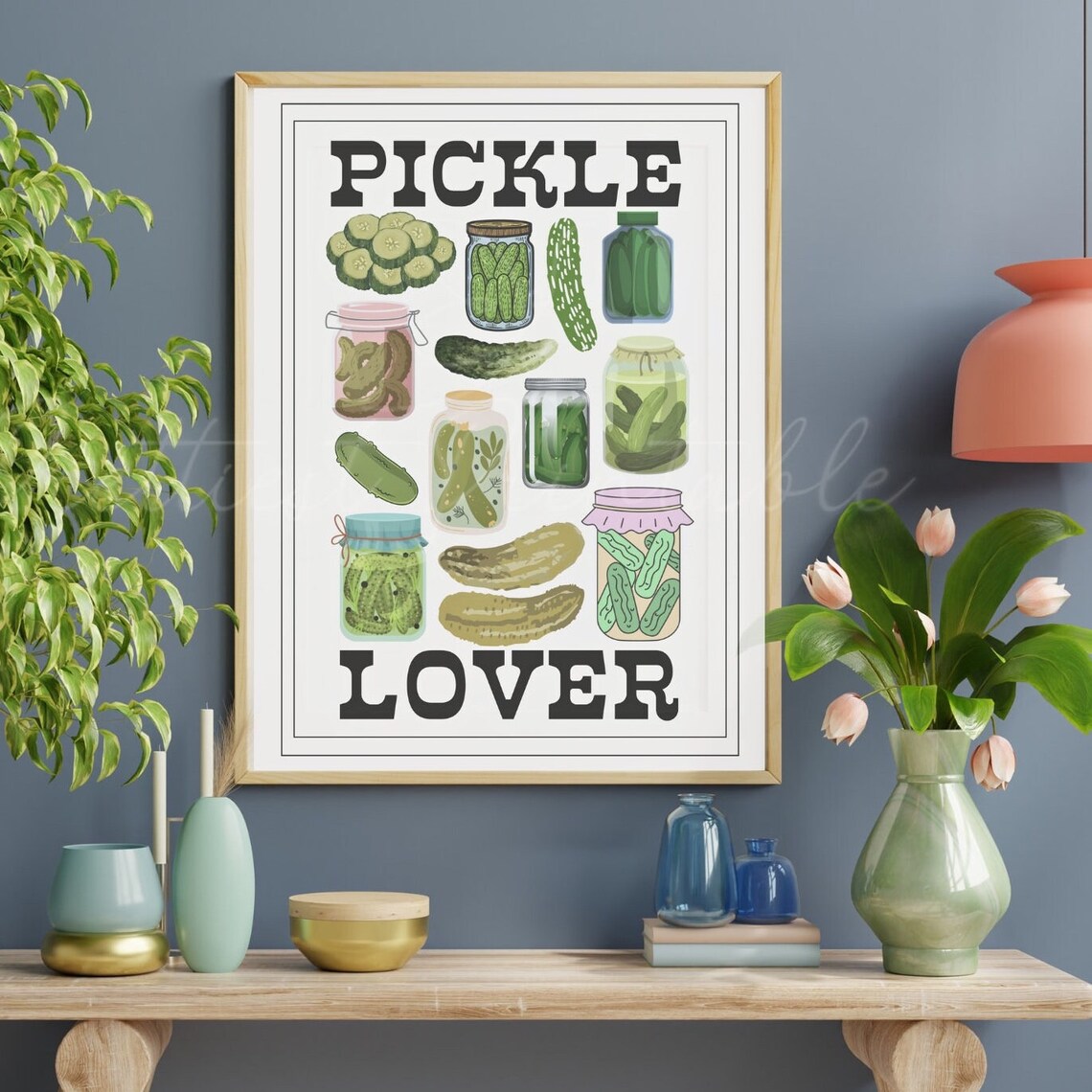 Pickle Lover Digital Print, Funny Quirky Wall Decor, Dorm Bedroom ...