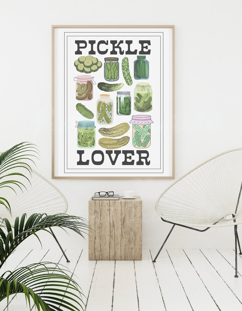 Pickle Lover Digital Print, Funny Quirky Wall Decor, Dorm Bedroom ...