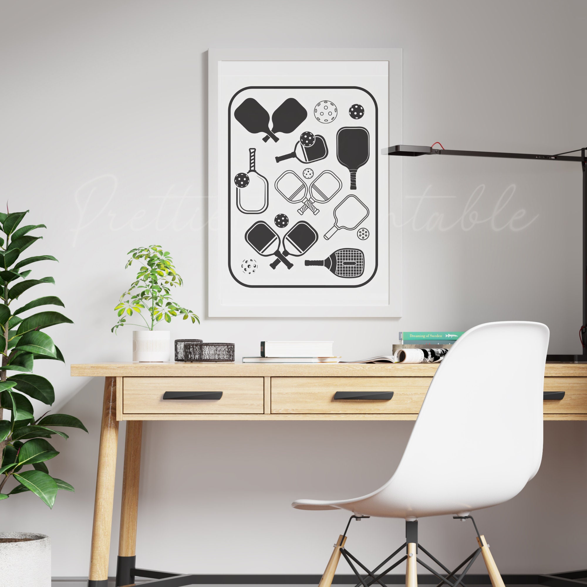 Pickleball Paddles and Balls Printable Art, Modern Minimalist Sports ...
