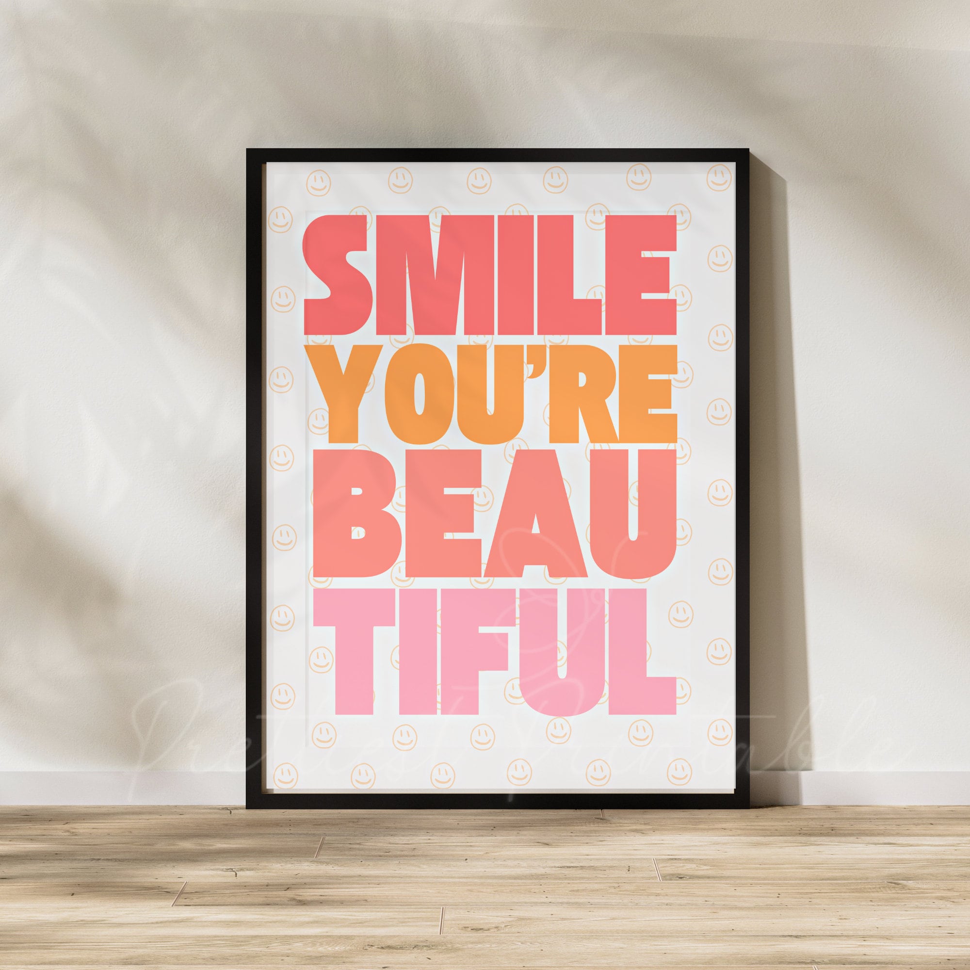 Smile Youre Beautiful Digital Print, Printable Inspirational Art ...