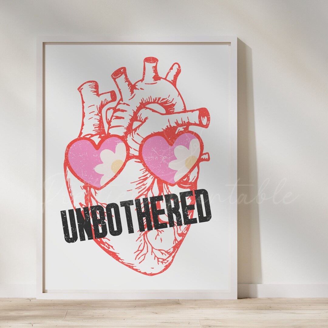 Unbothered Heart Digital Print, Feminist Printable Office Art, Trendy ...