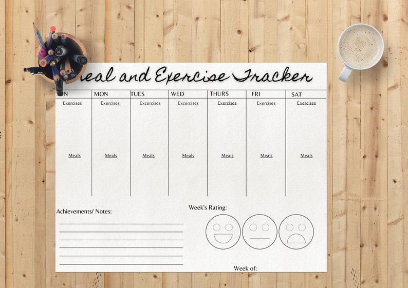 Wellness Goals Tracker Printable Meal & Exercise Planner - Etsy