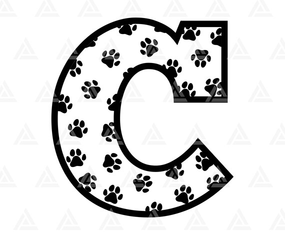 C Letter Monogram Svg Paw Print Svg Paw Alphabet Svg Animal - Etsy