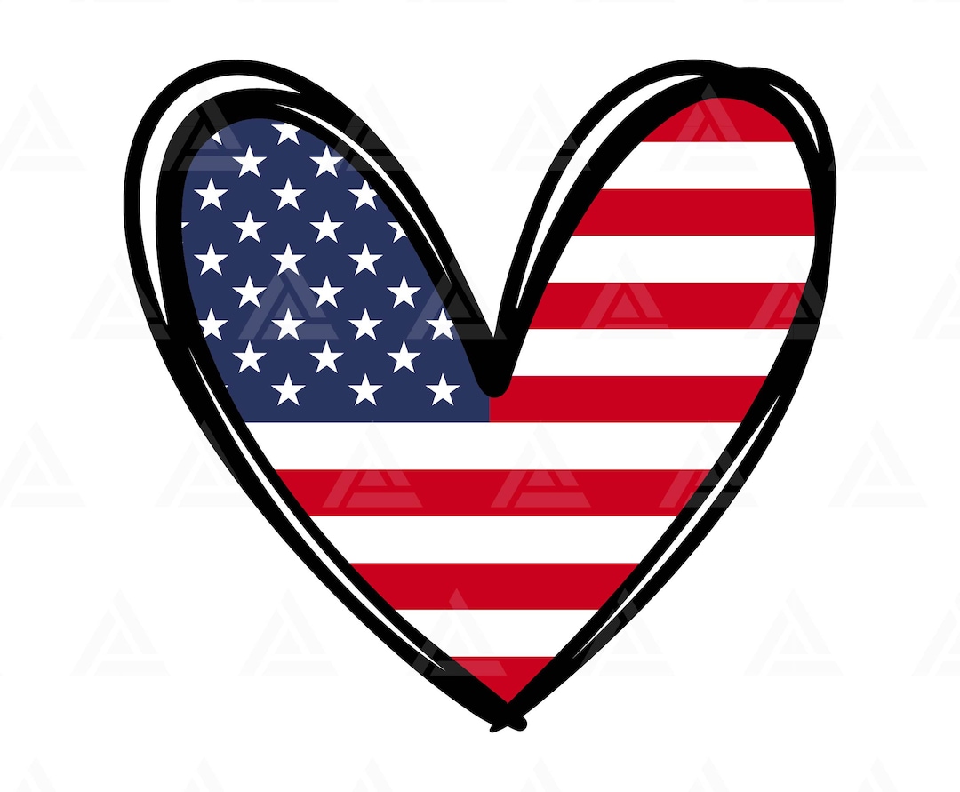 American Flag Heart Svg, Hand Drawn Heart Svg, USA Flag Svg, 1776 ...