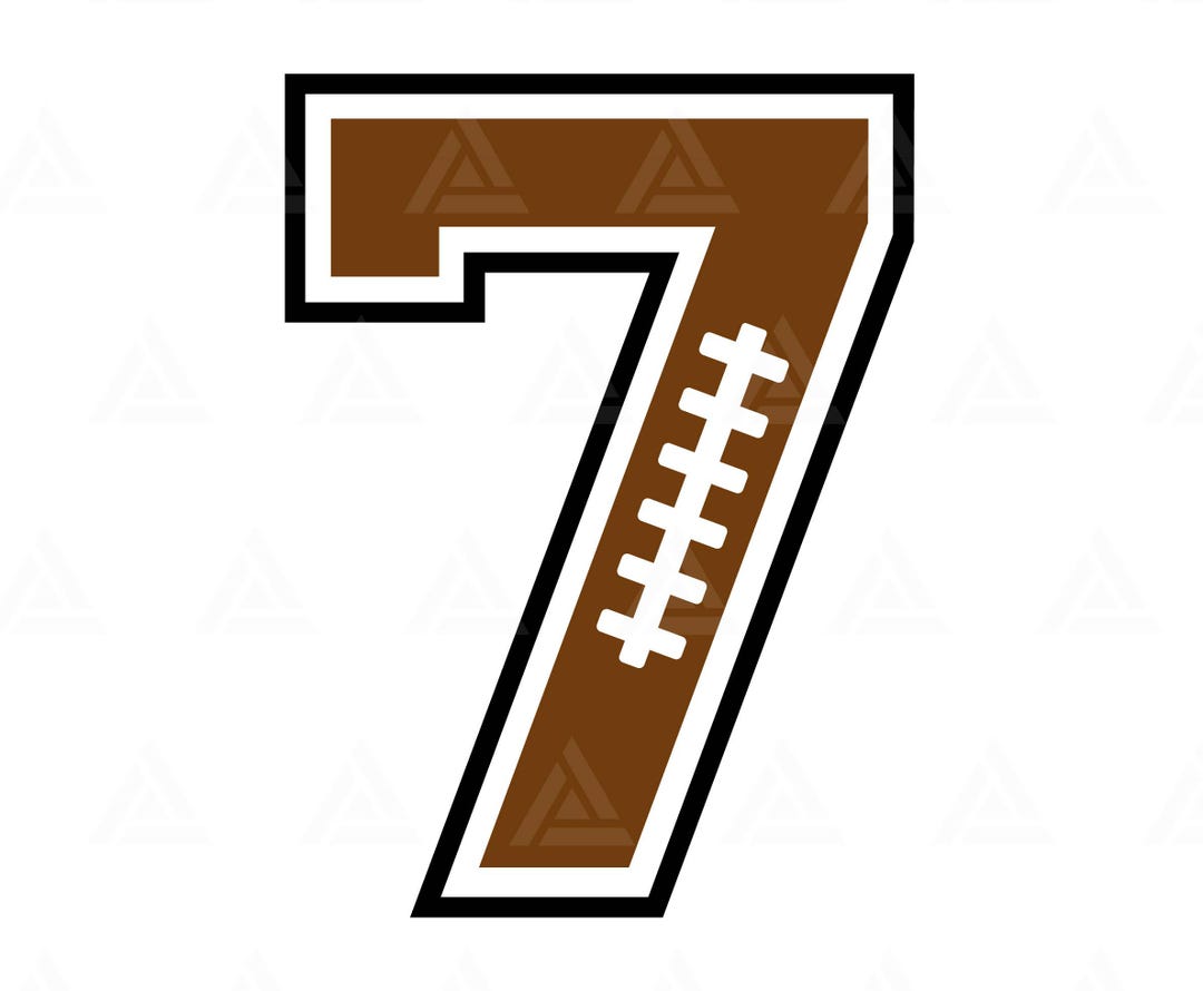 Football Number Seven Svg, Seventh Birthday Svg, Football Seven Png ...