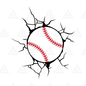 Baseball Svg, Baseball Png, Cracked Wall, Smashed Wall, Crashed Wall ...