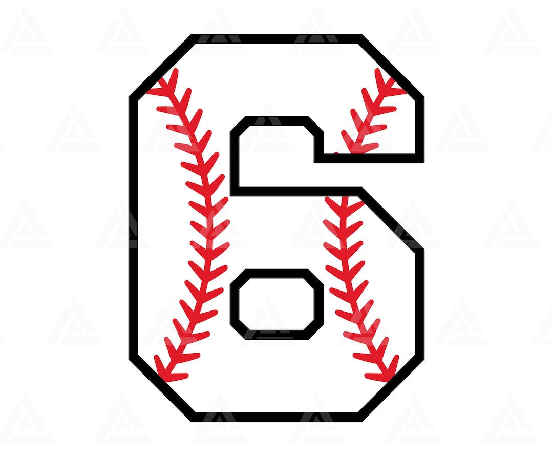 Baseball Number Six Svg, Sixth Birthday Svg, Baseball Six Png, Baseball ...