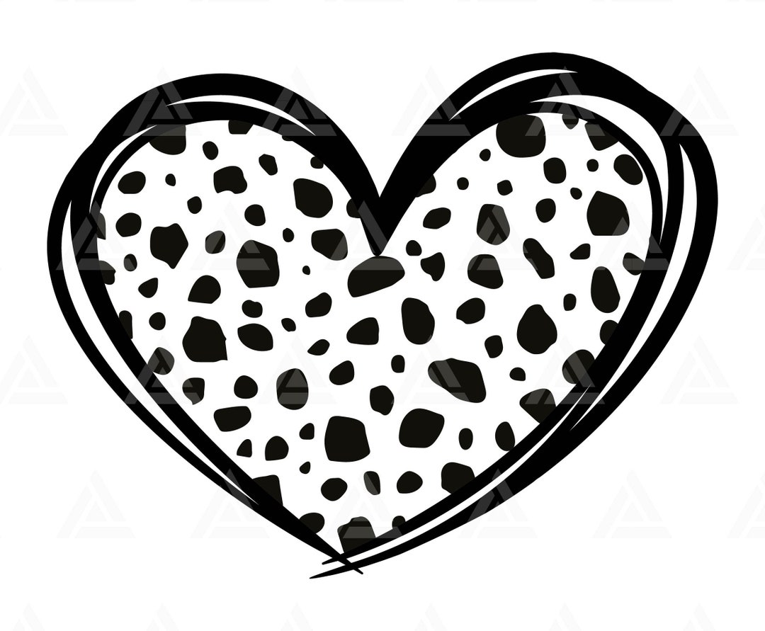 Dalmatian Heart Svg, Hand Drawn Heart Svg, Dalmatian Spots Png ...