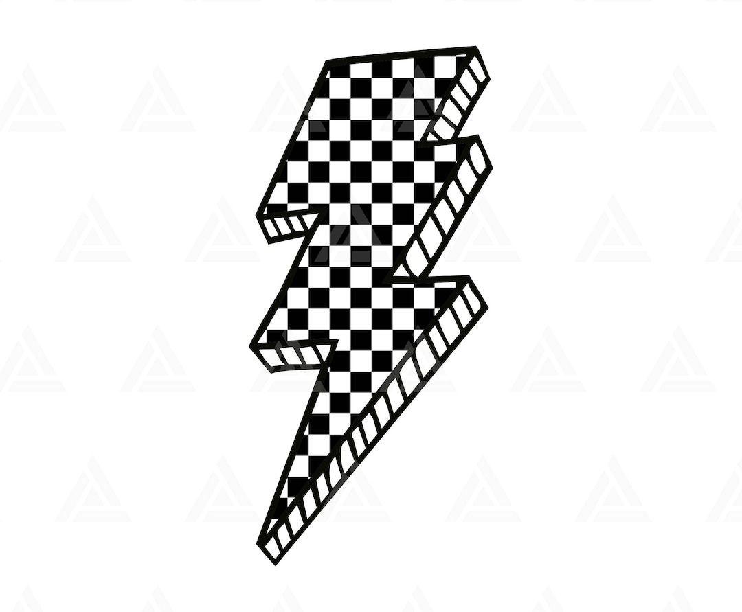 Checkered Lightning Bolt Svg, Checkered Doodle Thunder Svg ...
