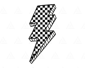 Checkered Lightning Bolt Svg, Checkered Doodle Thunder Svg ...