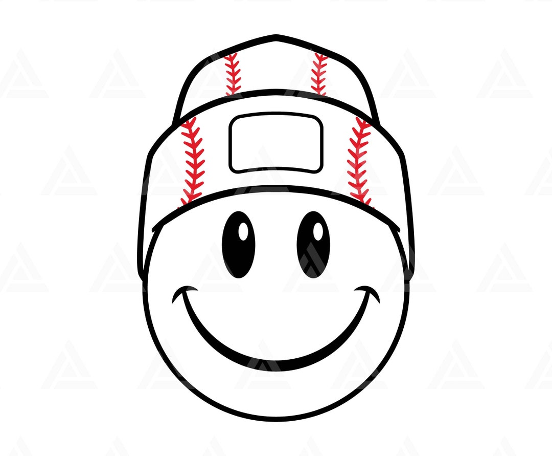Happy Face Svg, Baseball Beanie Hat Svg, Baseball Png, Happy Face ...