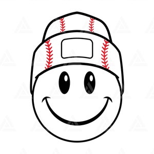 Happy Face Svg, Baseball Beanie Hat Svg, Baseball Png, Happy Face ...