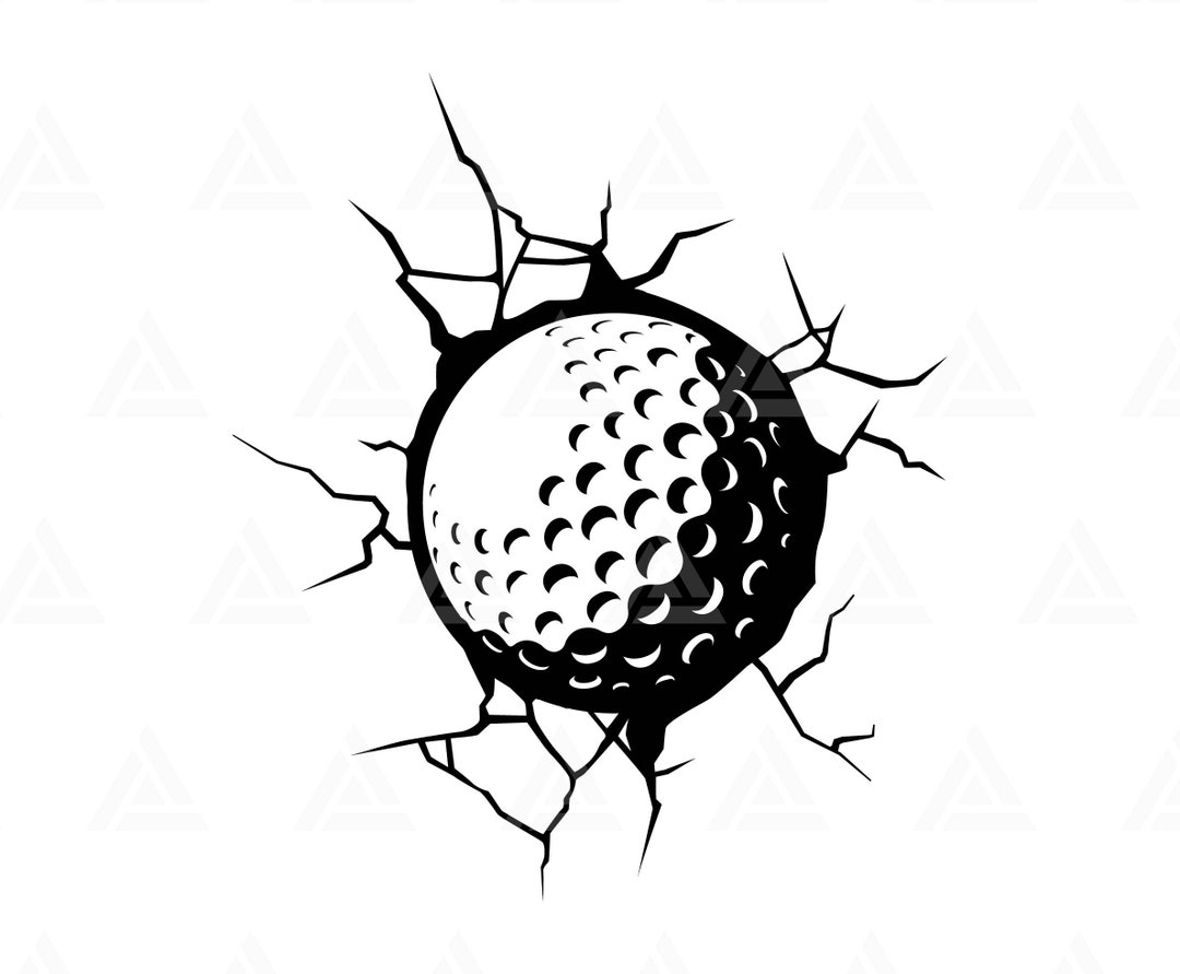 Golf Svg, Golf Png, Cracked Wall, Smashed Wall, Crashed Wall, Golf Ball ...