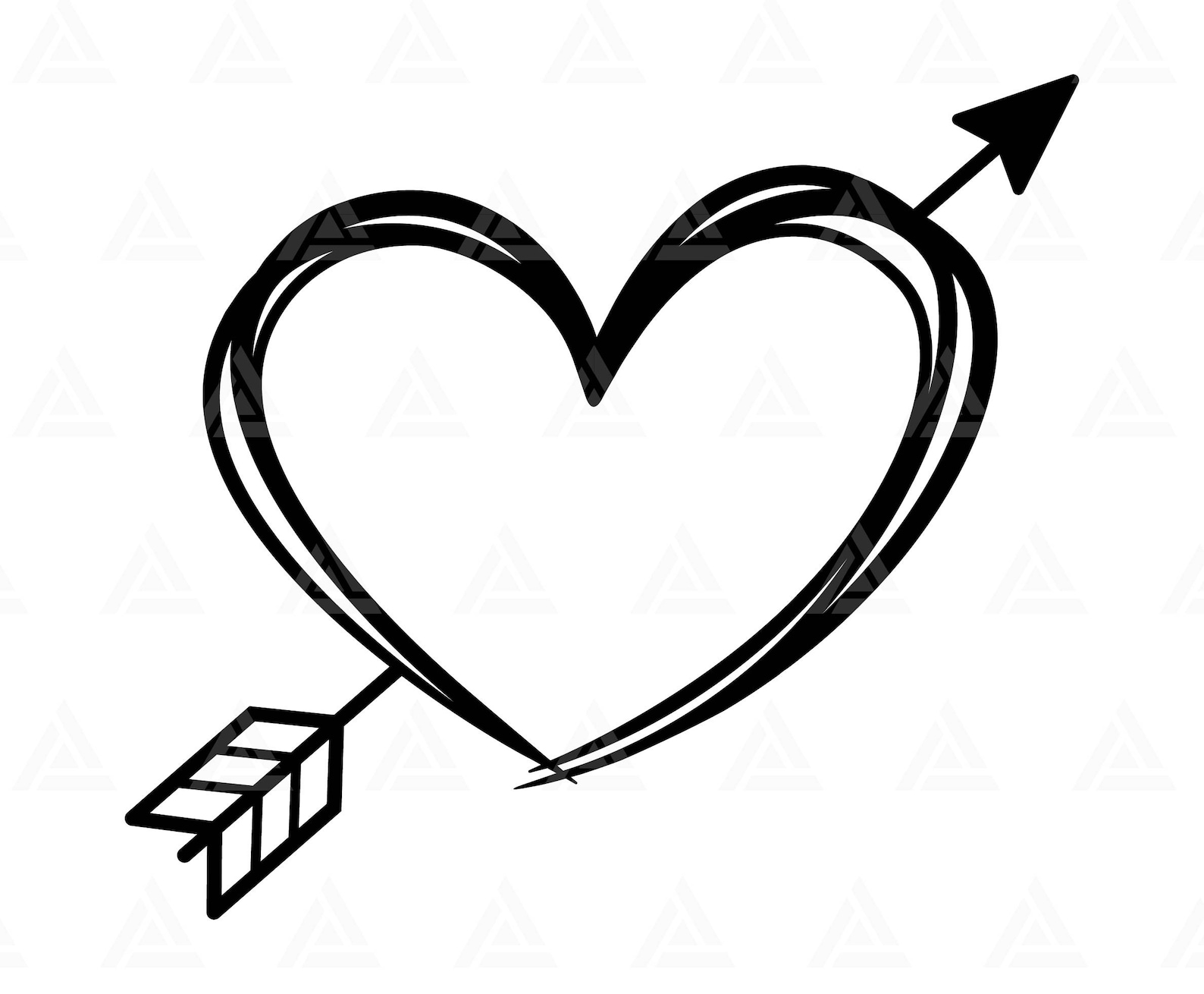 Arrow Heart Svg Cupid Love Arrow Svg Arrow Hand Drawn Heart Svg