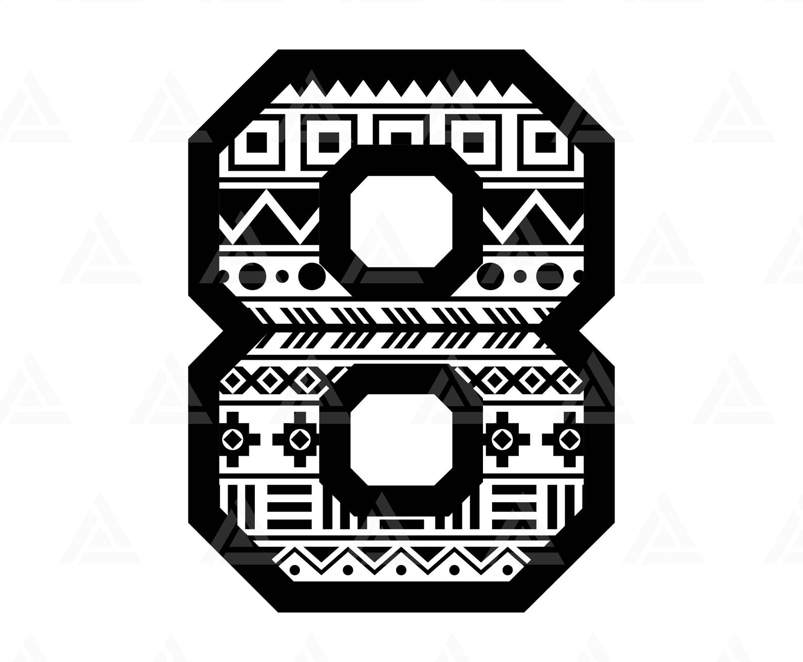 Tribal Number 8 Svg Aztec Number 8 Svg Tribal Aztec Font - Etsy