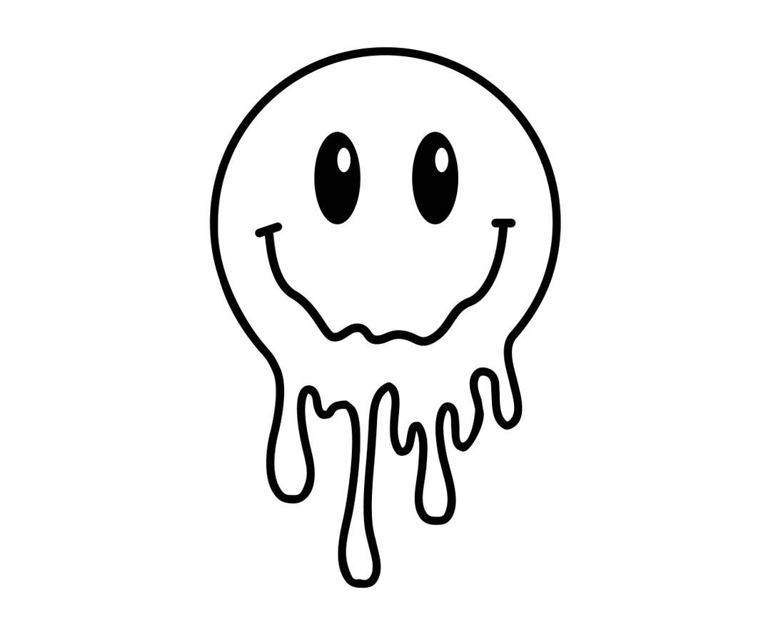 Melted Happy Face Svg, Dripping Happy Face Svg, Retro Melting Happy ...