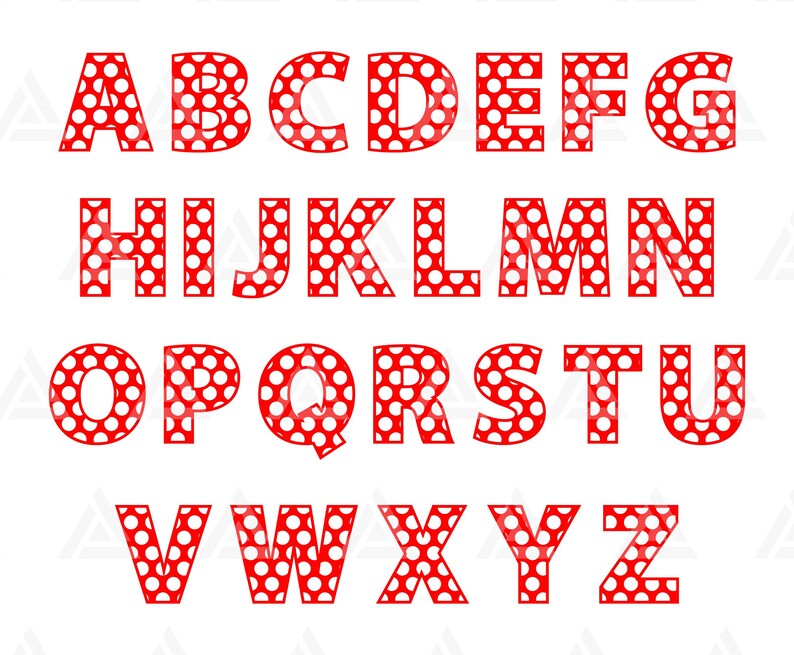 Red Polka Dot Alphabet Svg Polka Dot Uppercase Letters Polka | Etsy
