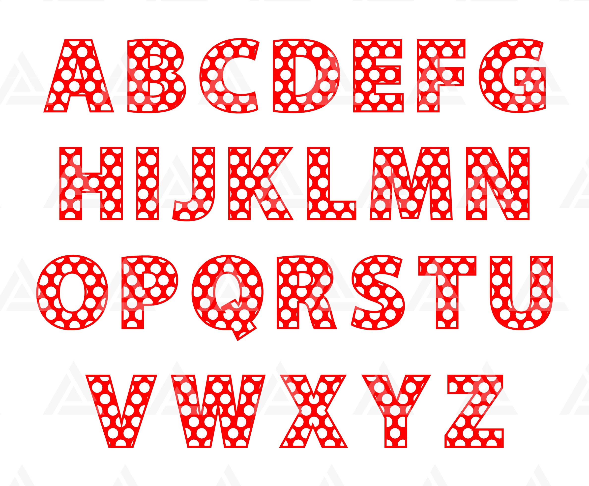 Red Polka Dot Alphabet Svg Polka Dot Uppercase Letters Polka - Etsy