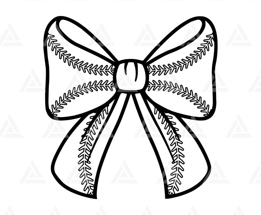 Baseball Ribbon Bow Svg, Baseball Coquette Svg, Softball Ribbon Svg ...