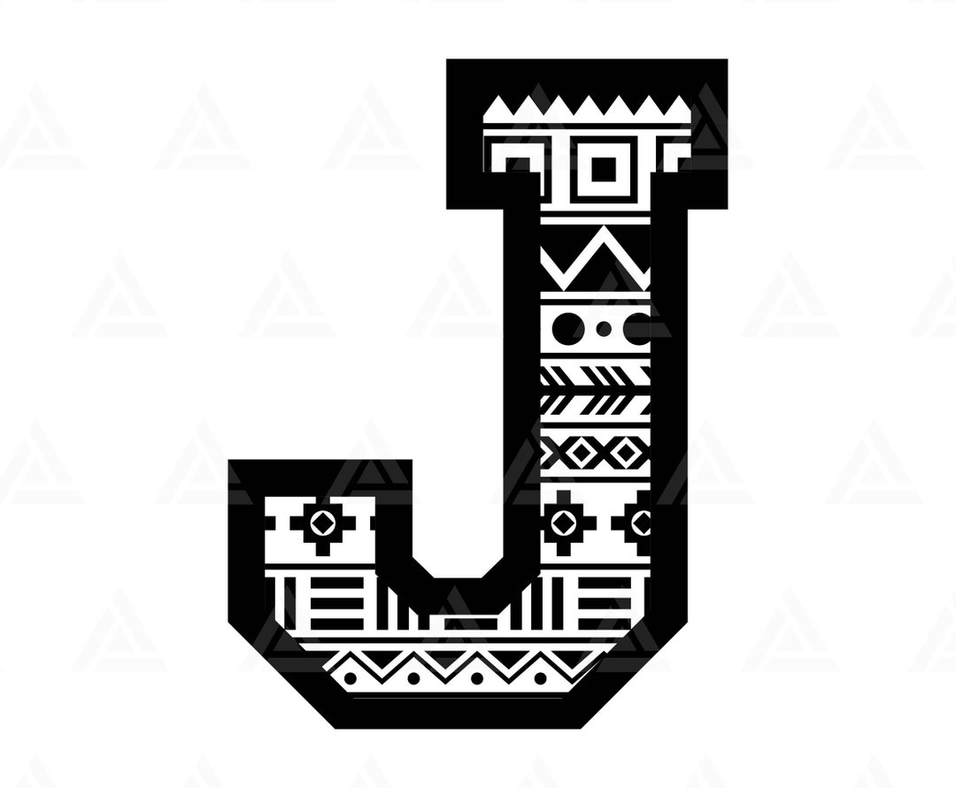 Tribal J Letter Svg, Aztec J Letter Svg, Tribal Aztec Alphabet, Aztec ...