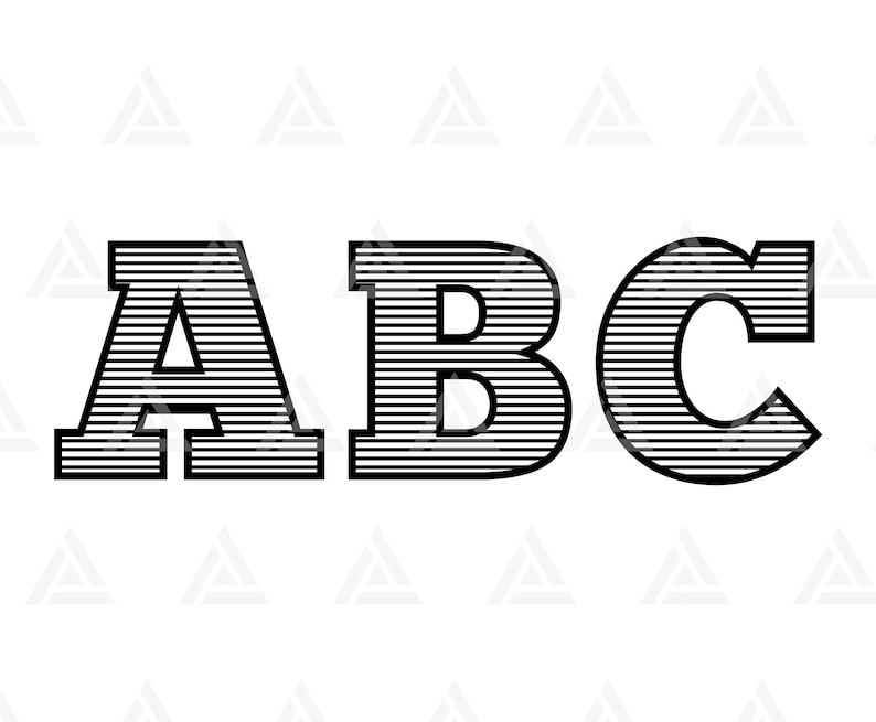Thin Stripes Alphabet Svg, Striped Font, Uppercase Striped Letters ...