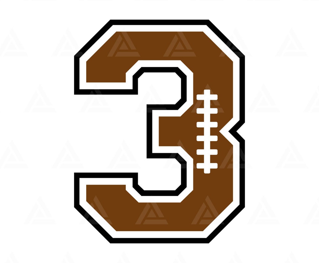 Football Number Three Svg, Third Birthday Svg, Football Three Png ...