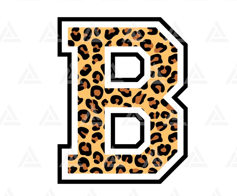 Leopard B Letter Monogram Svg Cheetah B Letter Svg College - Etsy
