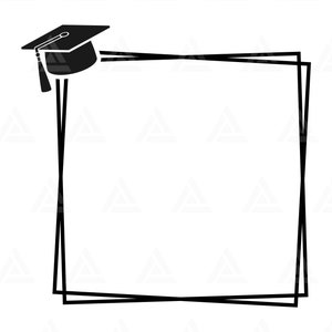 Graduation Square Double Frame Svg, Student Svg, Graduation Cap Svg ...