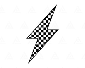 Checkered Lightning Bolt Svg, Checkered Thunder Svg, Squares Pattern ...
