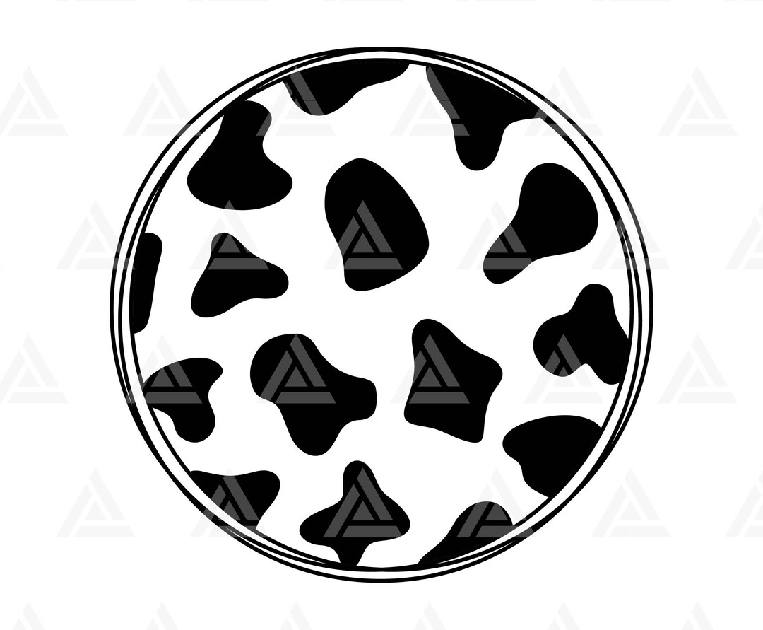Cow Print Circle Monogram Svg, Cow Spots Svg, Scribble Circle Svg. Cut ...