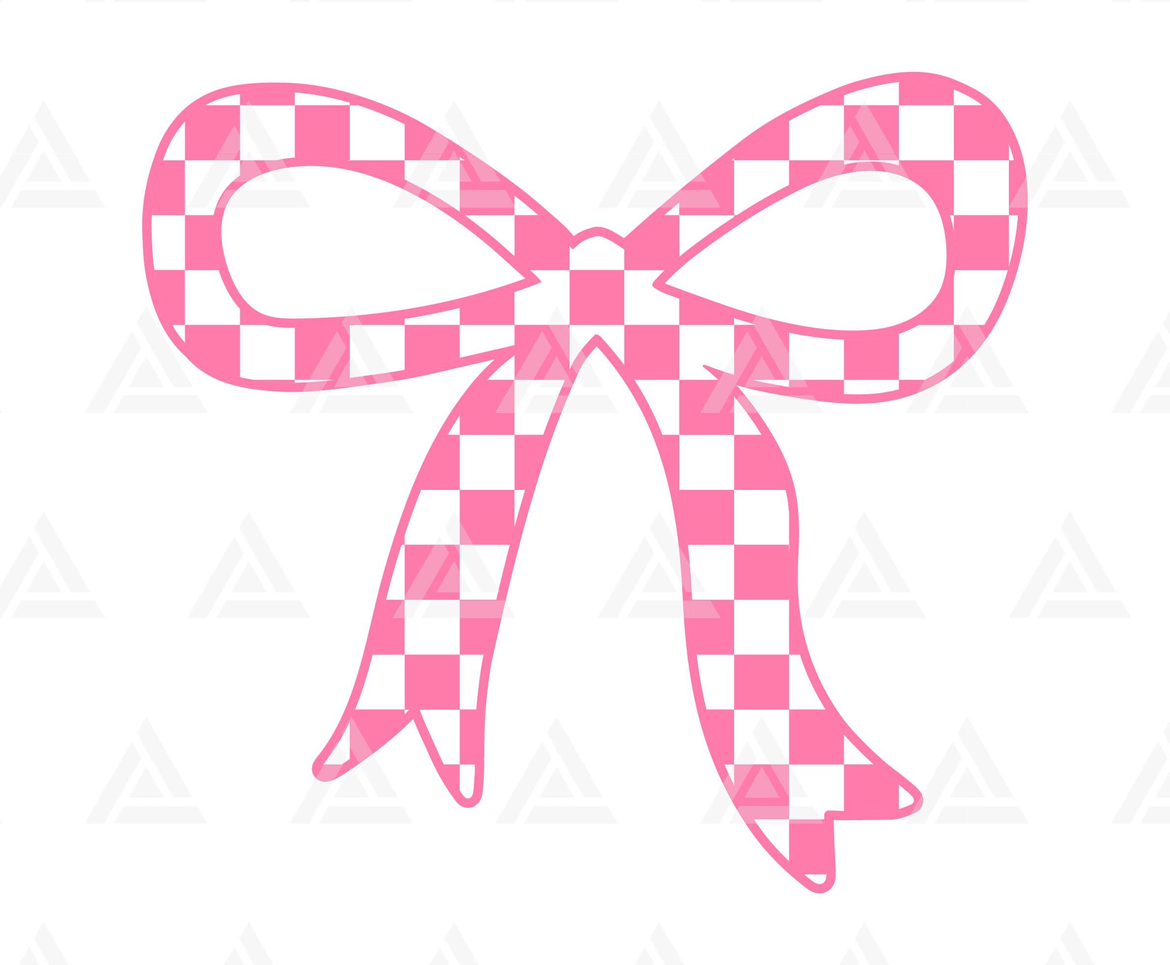 Pink Checkered Coquette Svg, Bow Svg, Pink Ribbon Png. Cut File Cricut ...