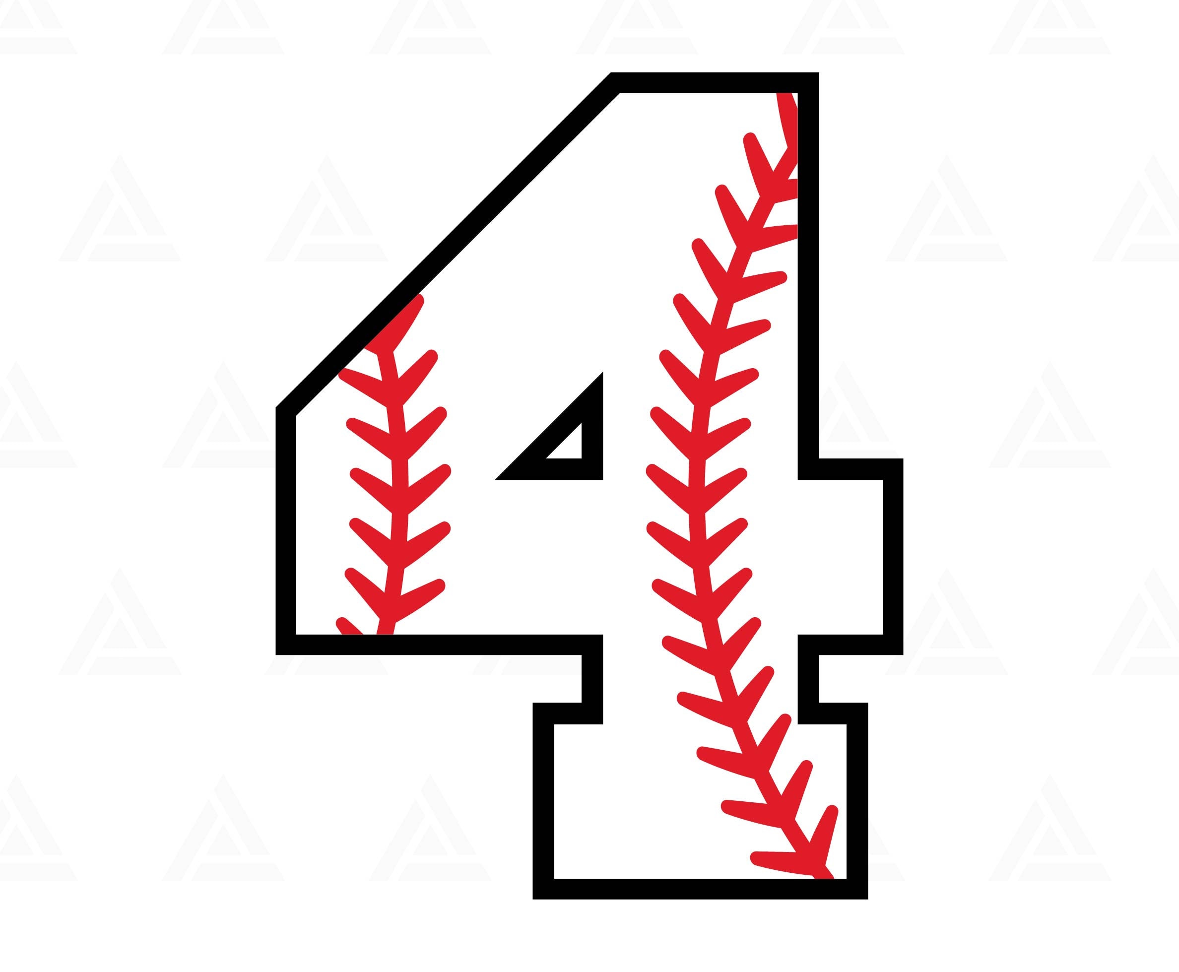Baseball Number Four Svg, Fourth Birthday Svg, Baseball Four Png ...