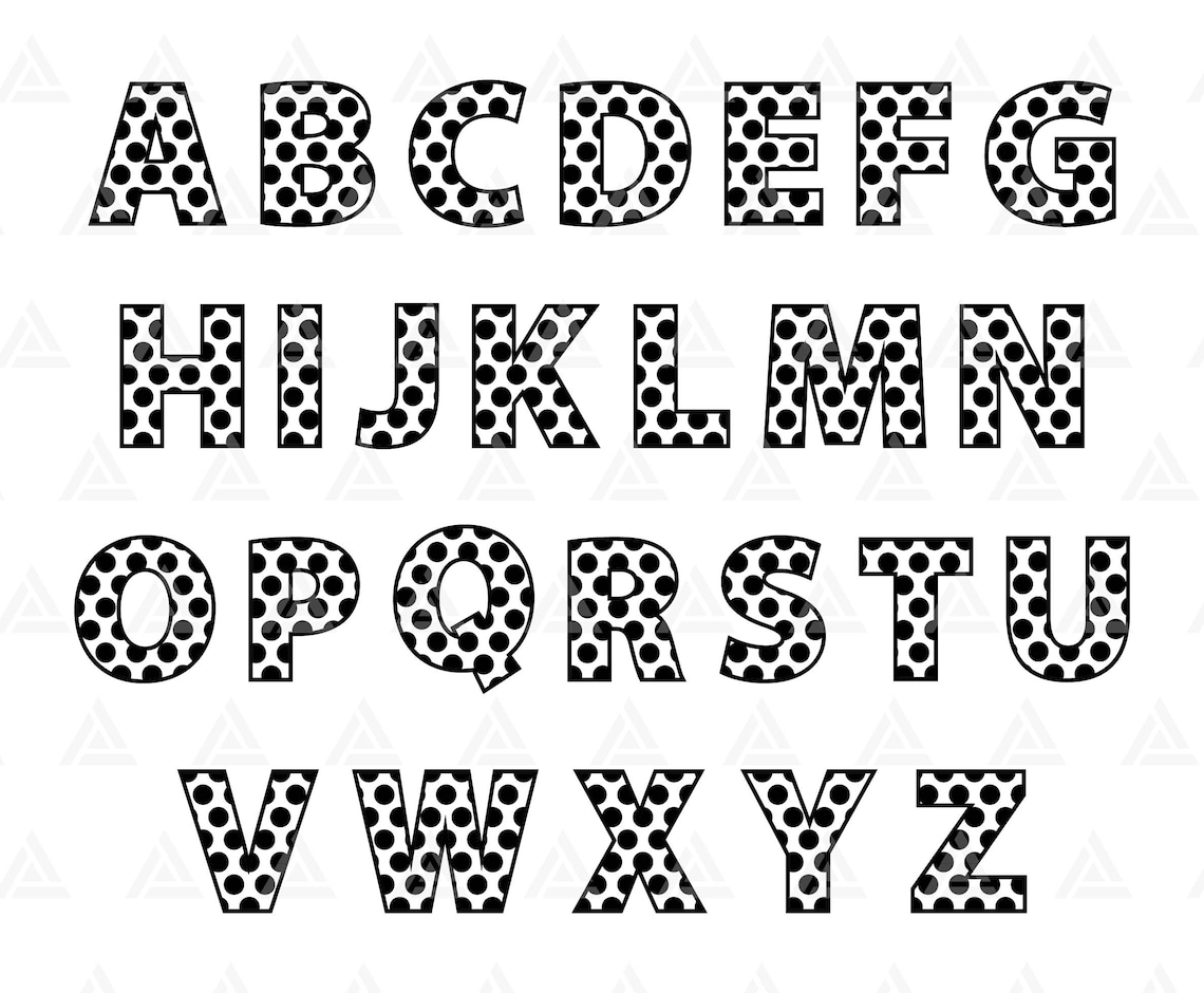 Polka Dot Alphabet Svg Polka Dot Font Polka Dot Uppercase - Etsy