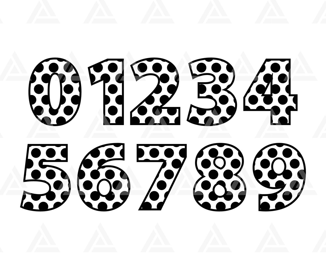 Polka Dot Numbers Svg Polka Dot Font Polka Birthday Numbers - Etsy