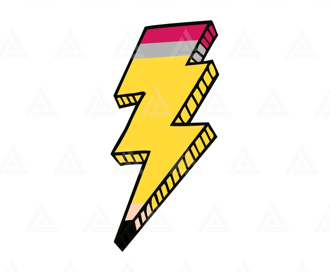 Pencil Lightning Bolt Svg, Pencil Png, Pencil Clipart, Teacher Life Svg ...