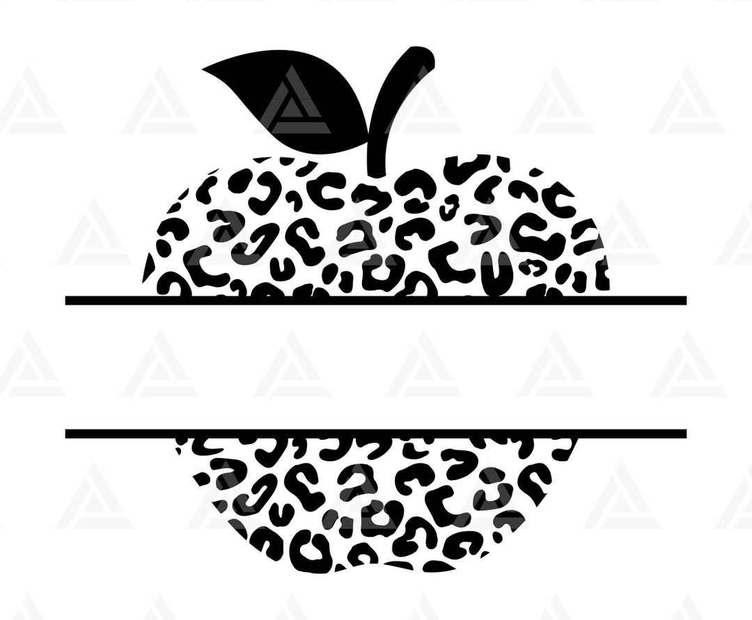 Leopard Apple Monogram Svg, Teacher Svg, Back to School Svg, First ...