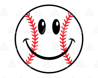 Baseball Smile Face - Etsy
