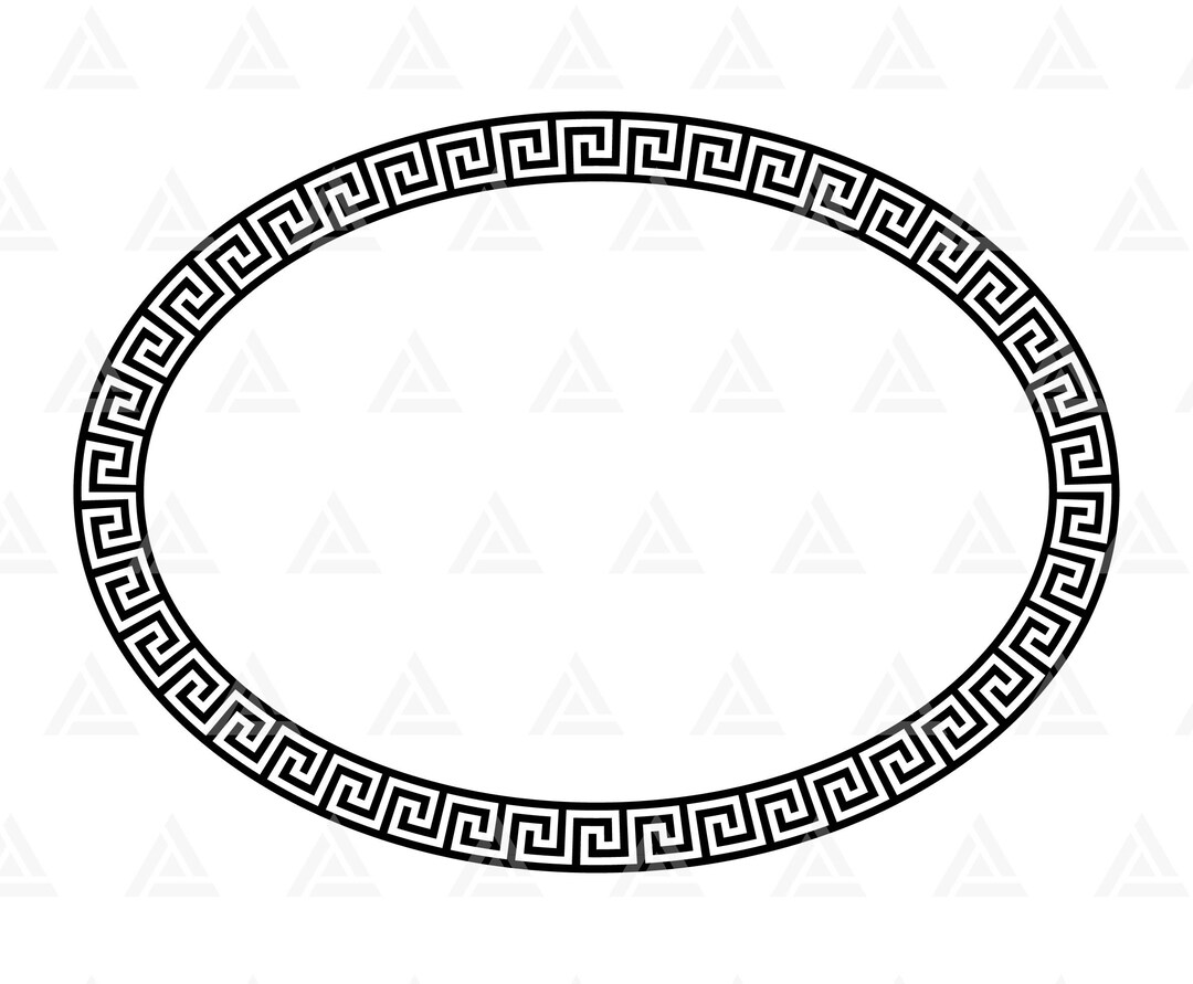 Ellipse Greek Key Frame Svg, Greek Wave Pattern, Seamless Meander ...