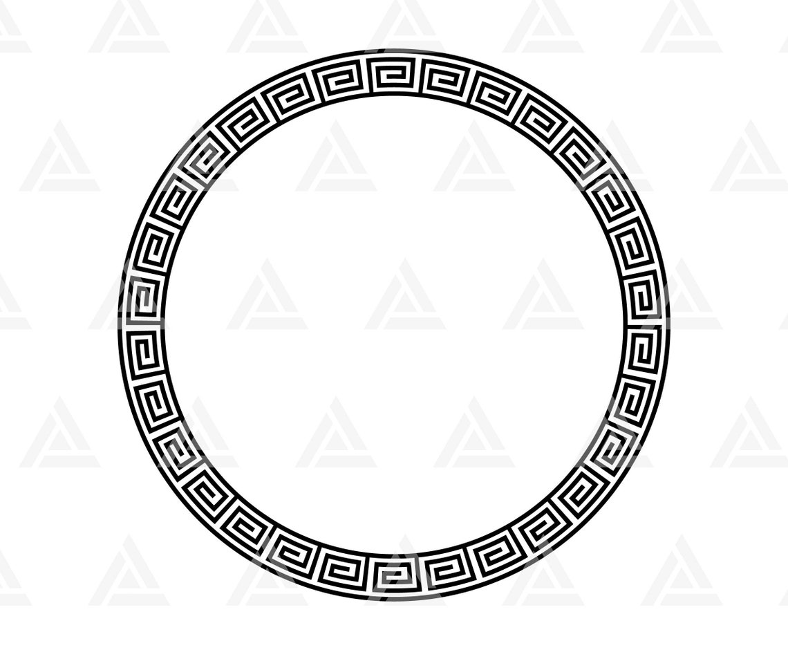 Circle Greek Frame Svg Greek Wave Pattern Greek Key Svg | Etsy
