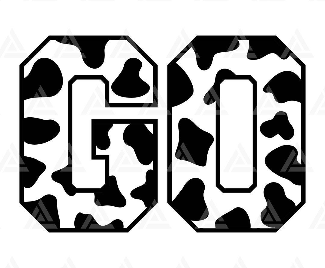 Go Svg, Go Cow Print Svg, Go Cheerleader Svg, Go Cow Spots Svg, Go Team ...