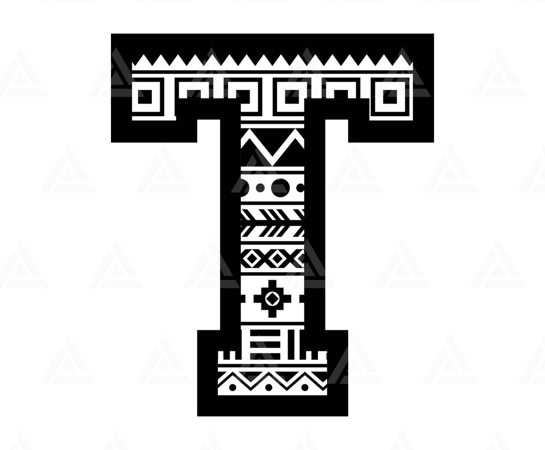 Tribal T Letter Svg, Aztec T Letter Svg, Tribal Aztec Alphabet, Aztec ...
