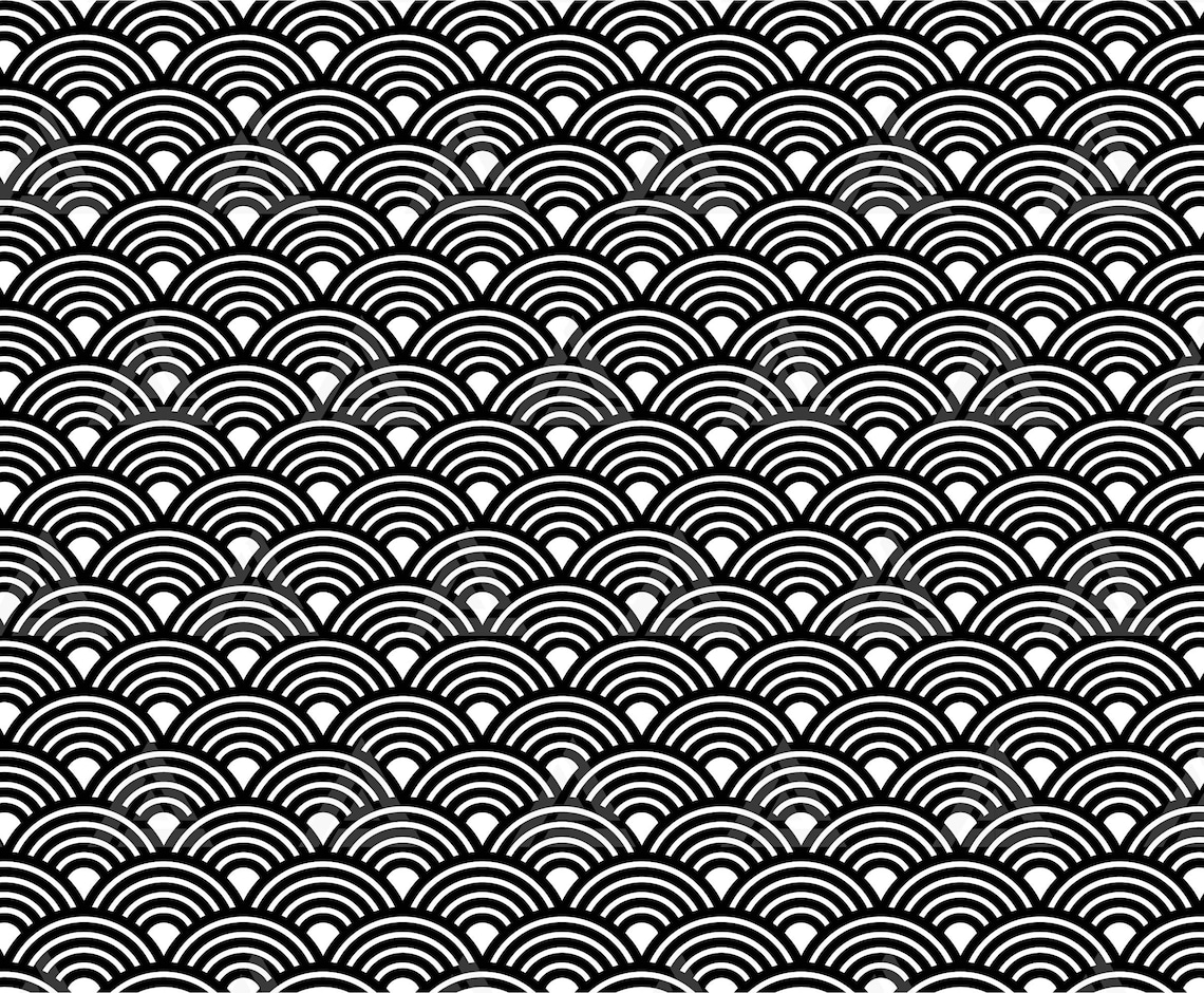 Japanese Wave Pattern Svg Scallop Pattern Geometric Circle - Etsy