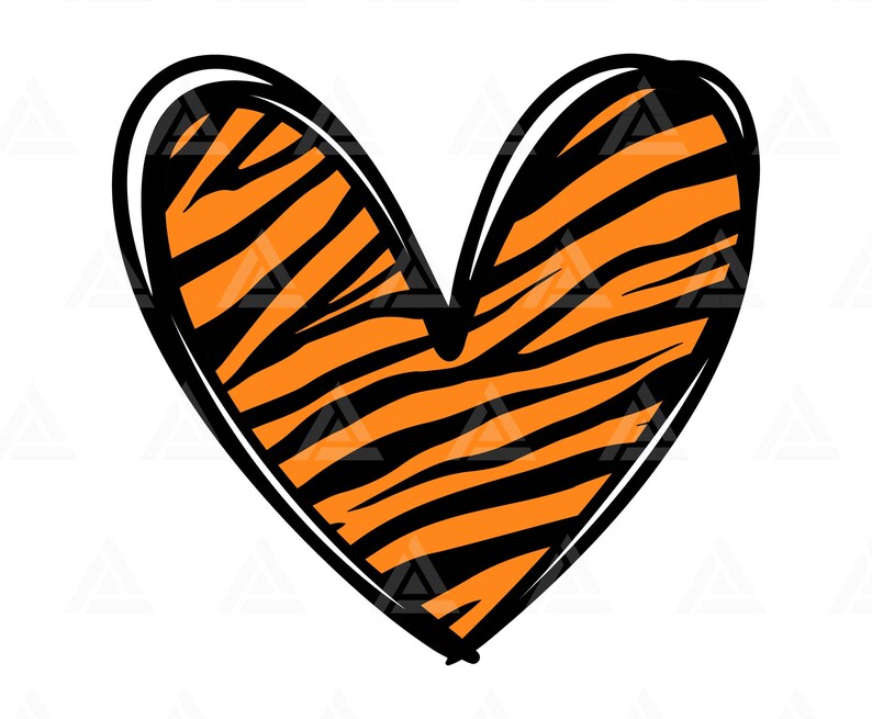 Tiger Heart Svg Hand Drawn Heart Svg Tiger Print Svg Tiger - Etsy