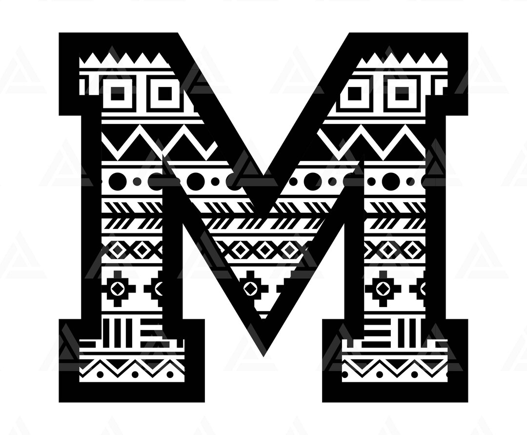 Tribal M Letter Svg, Aztec M Letter Svg, Tribal Aztec Alphabet, Aztec ...