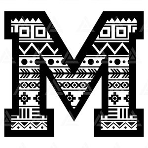 Tribal M Letter Svg, Aztec M Letter Svg, Tribal Aztec Alphabet, Aztec ...