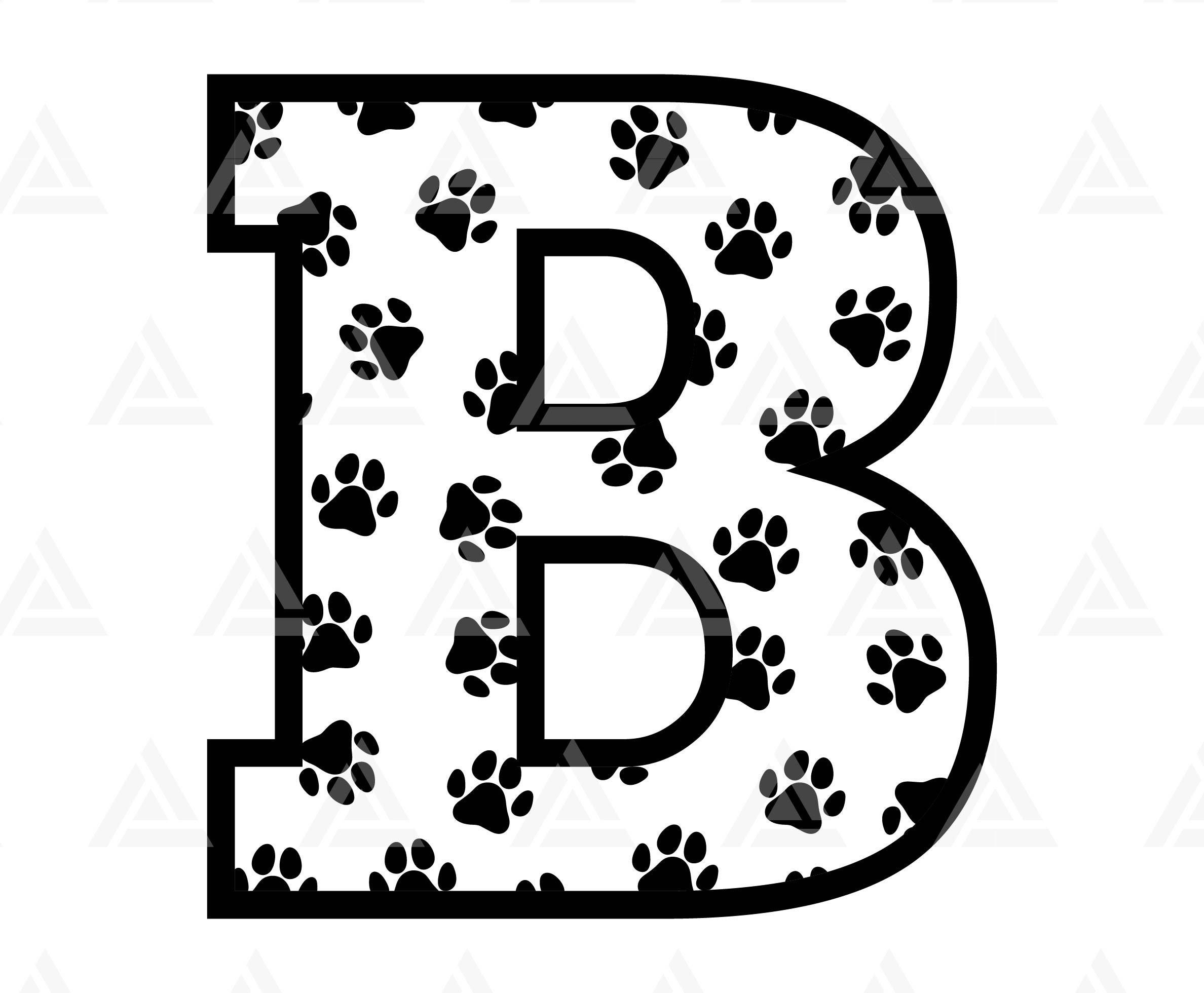 B Letter Monogram Svg Paw Print Svg Paw Alphabet Svg Animal - Etsy UK