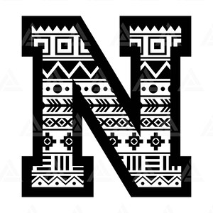 Tribal N Letter Svg, Aztec N Letter Svg, Tribal Aztec Alphabet, Aztec ...