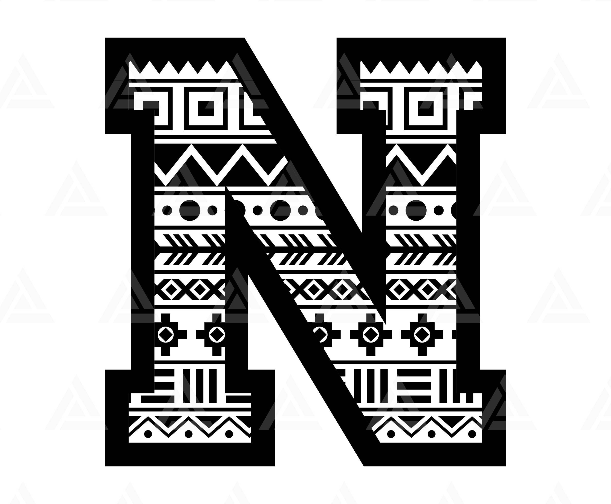 Letra N tribal svg letra azteca n svg alfabeto azteca - Etsy México